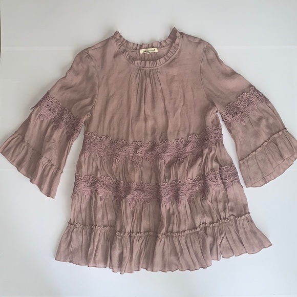 indigo soul | Tops | Indigo Soul Dusty Rose Lace And Ruffle Top Size S ...